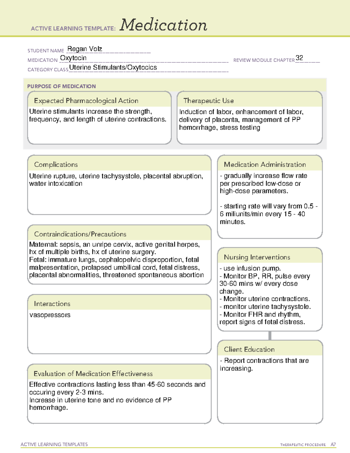 ATI Remeditation Oxytocin - ACTIVE LEARNING TEMPLATES THERAPEUTIC ...