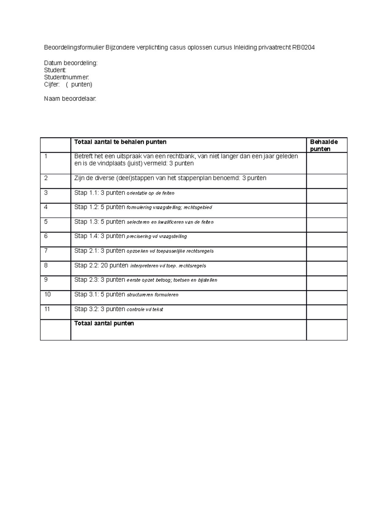 Beoordelingsformulier run 2022-2023 - Beoordelingsformulier Bijzondere verplichting casus ...