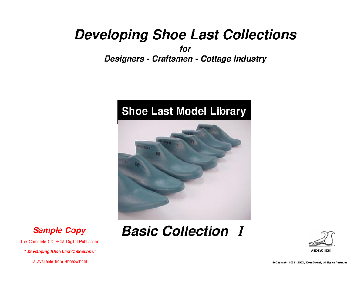 Developing Shoe Last Collections - Sample - Copyright 1981 - 2002 ...