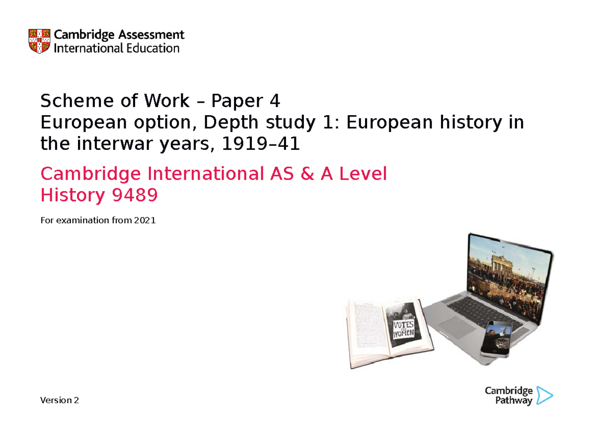 9489 Scheme of Work Paper 4 - European History (for examination from ...