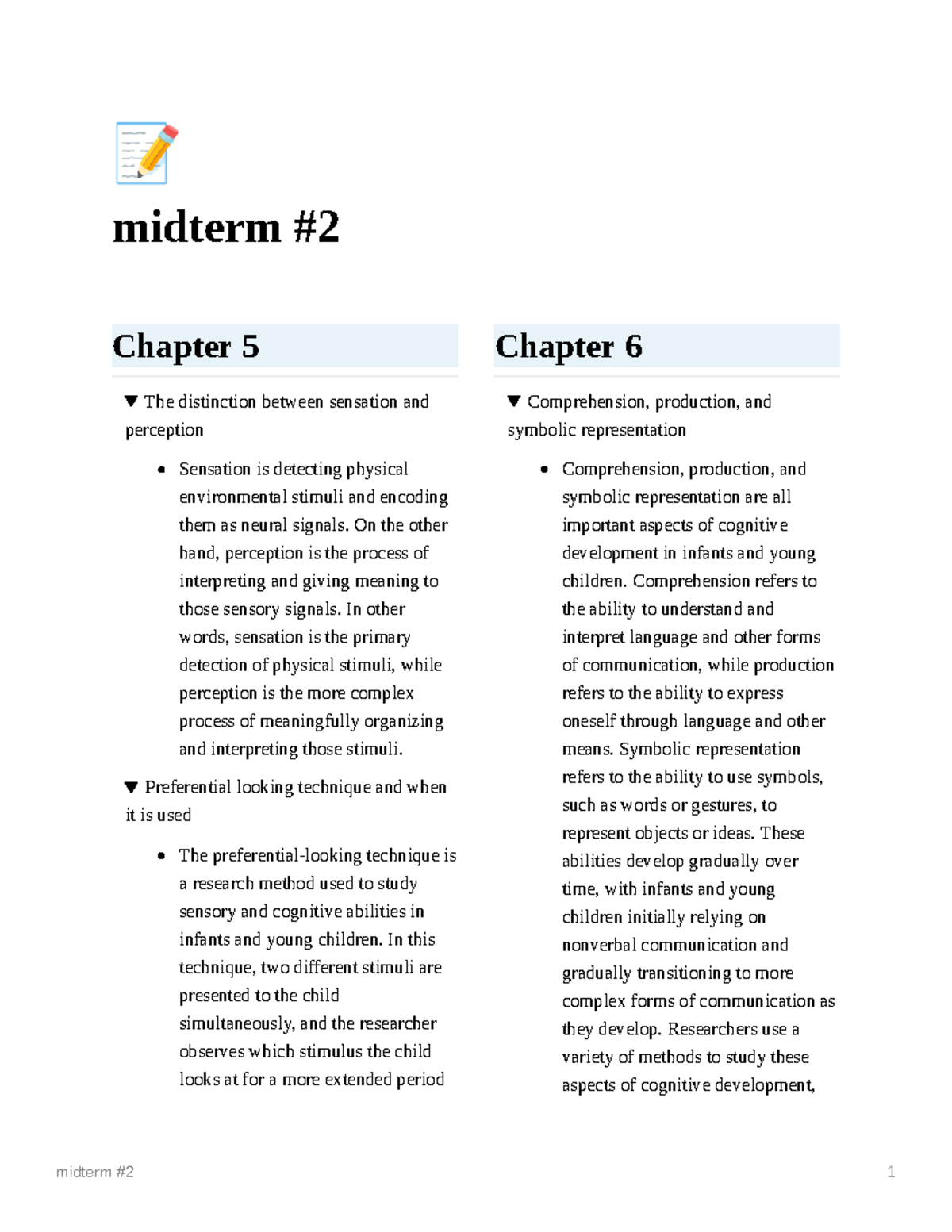 Midterm #2 - Ë midterm Chapter 5 The distinction between sensation and perception Sensation is ...