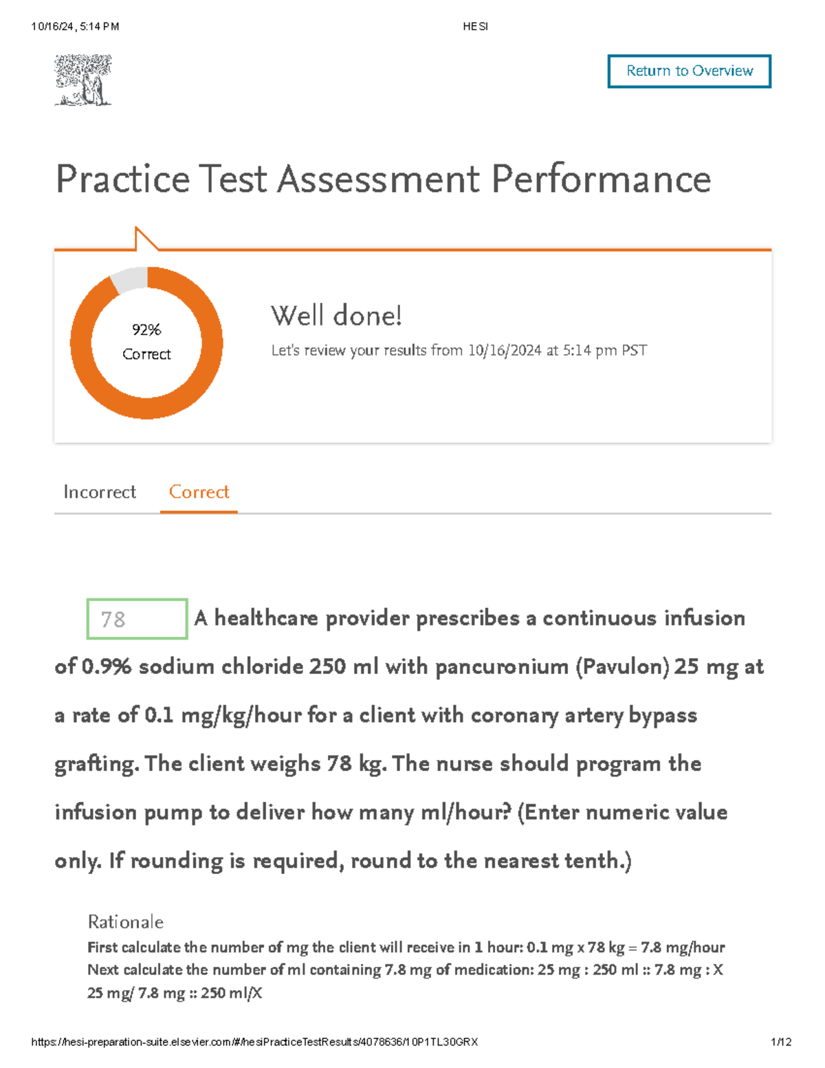 HESI Dosage CALC Correct - Practice Test Assessment Performance A ...