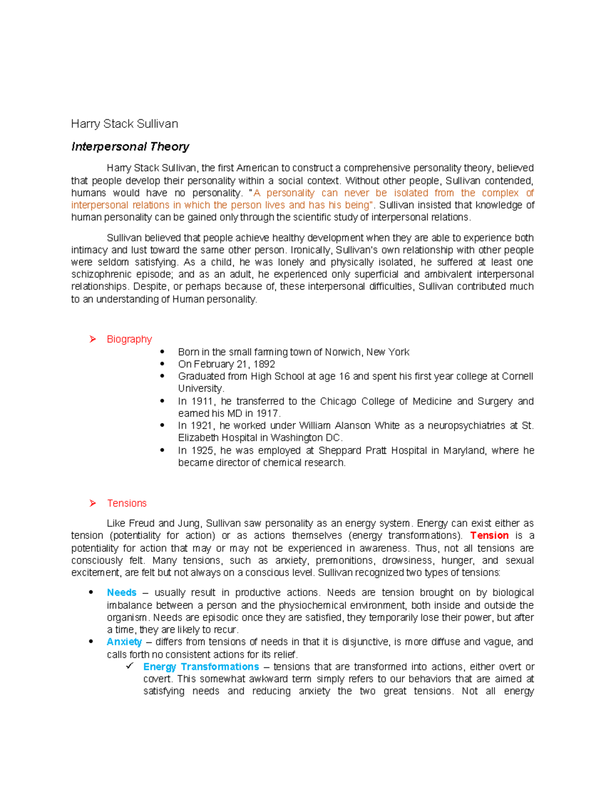 Harry Sullivan - Biography of proponents - Harry Stack Sullivan ...