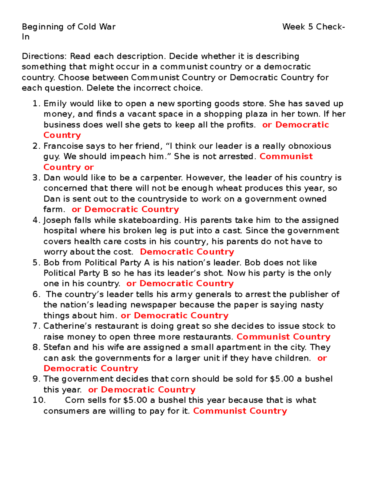 Week 5 Check In copy copy - Beginning of Cold War Week 5 Check- In ...