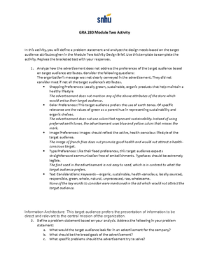 GRA 280 Module Two - GRA 280 Module Two Activity Template In this activity, you will define a ...