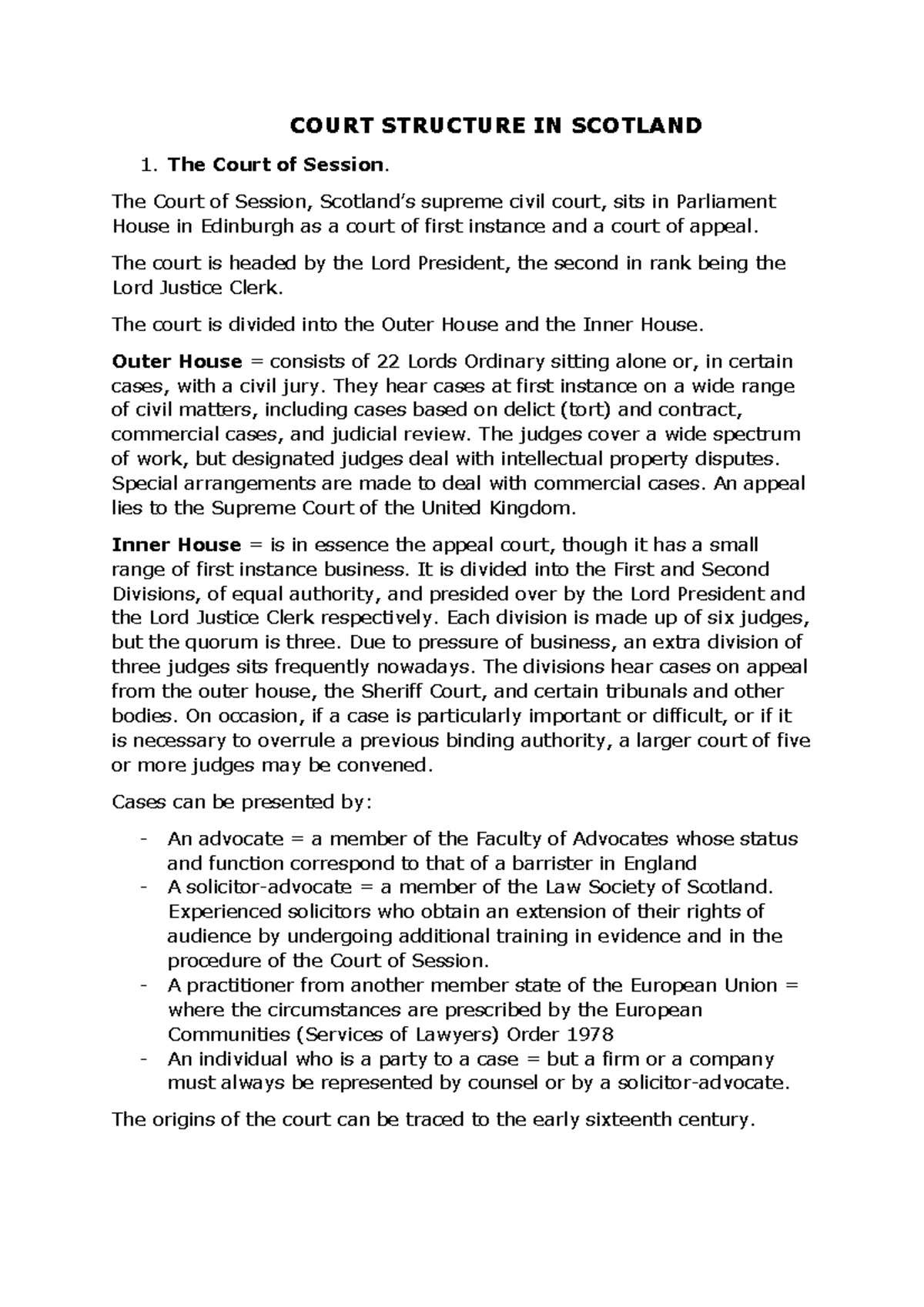 Court Structure in Scotland - COURT STRUCTURE IN SCOTLAND The Court of ...