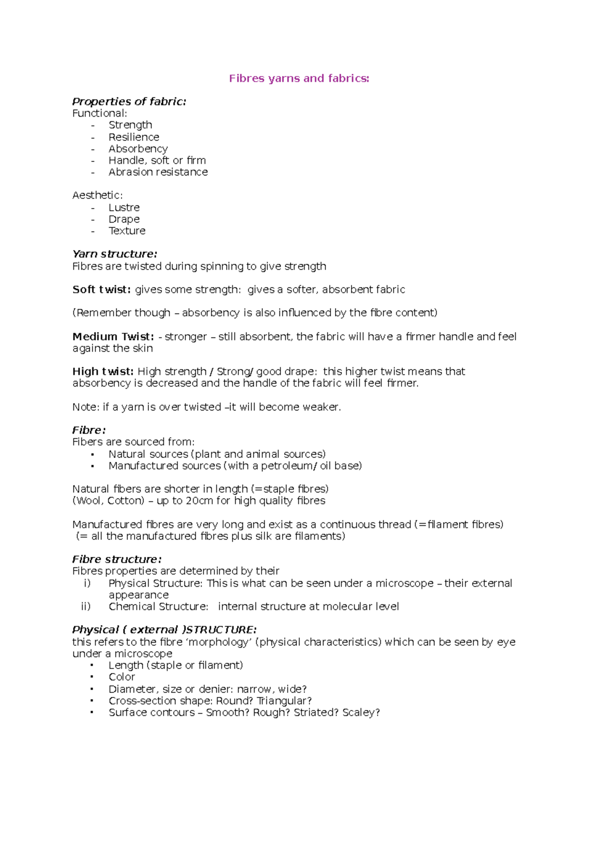 Fibres yarns and fabrics - Fibres yarns and fabrics: Properties of ...