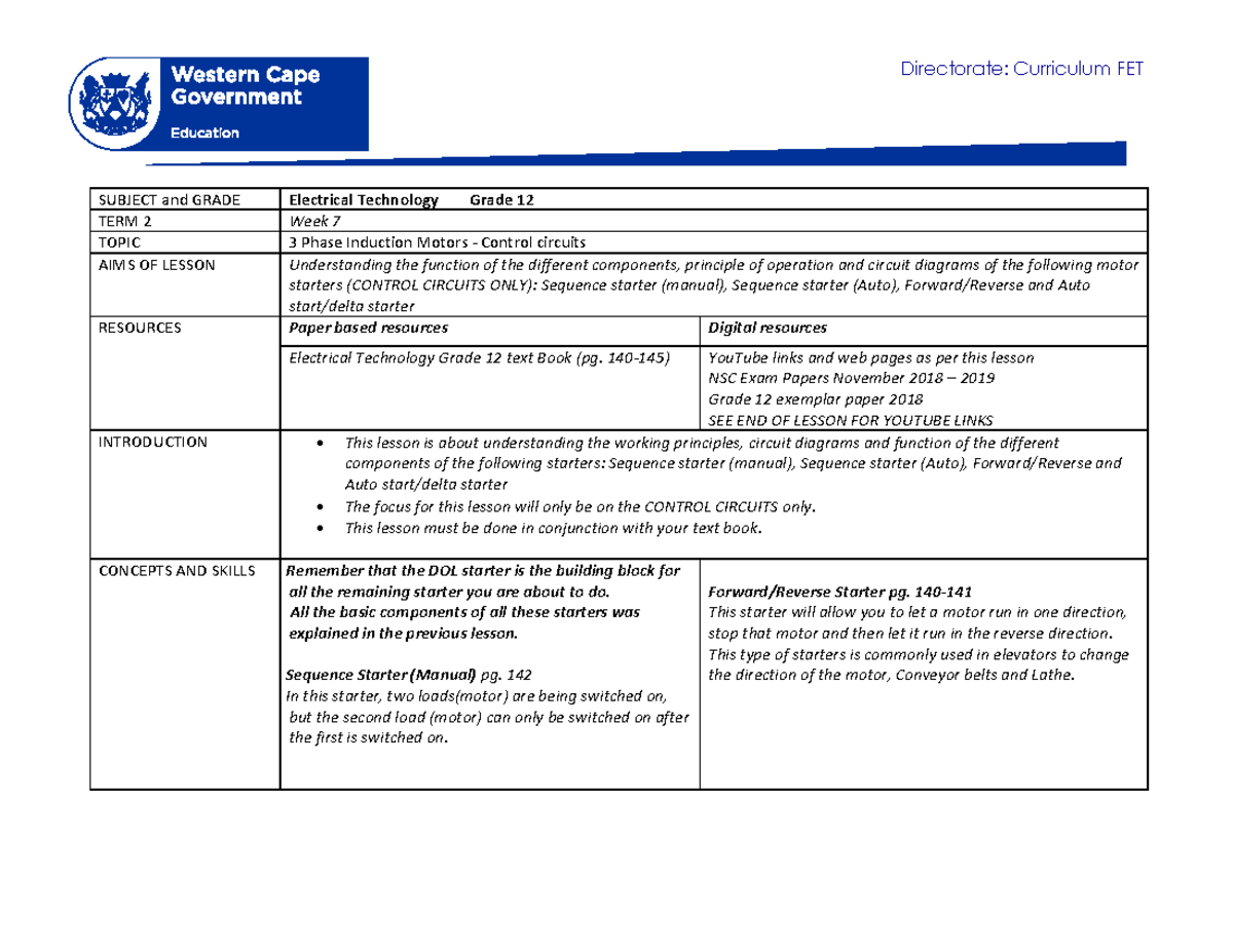 Electrical Technology Grade 12 Term 2 Week 7 fin 2020 - Directorate ...
