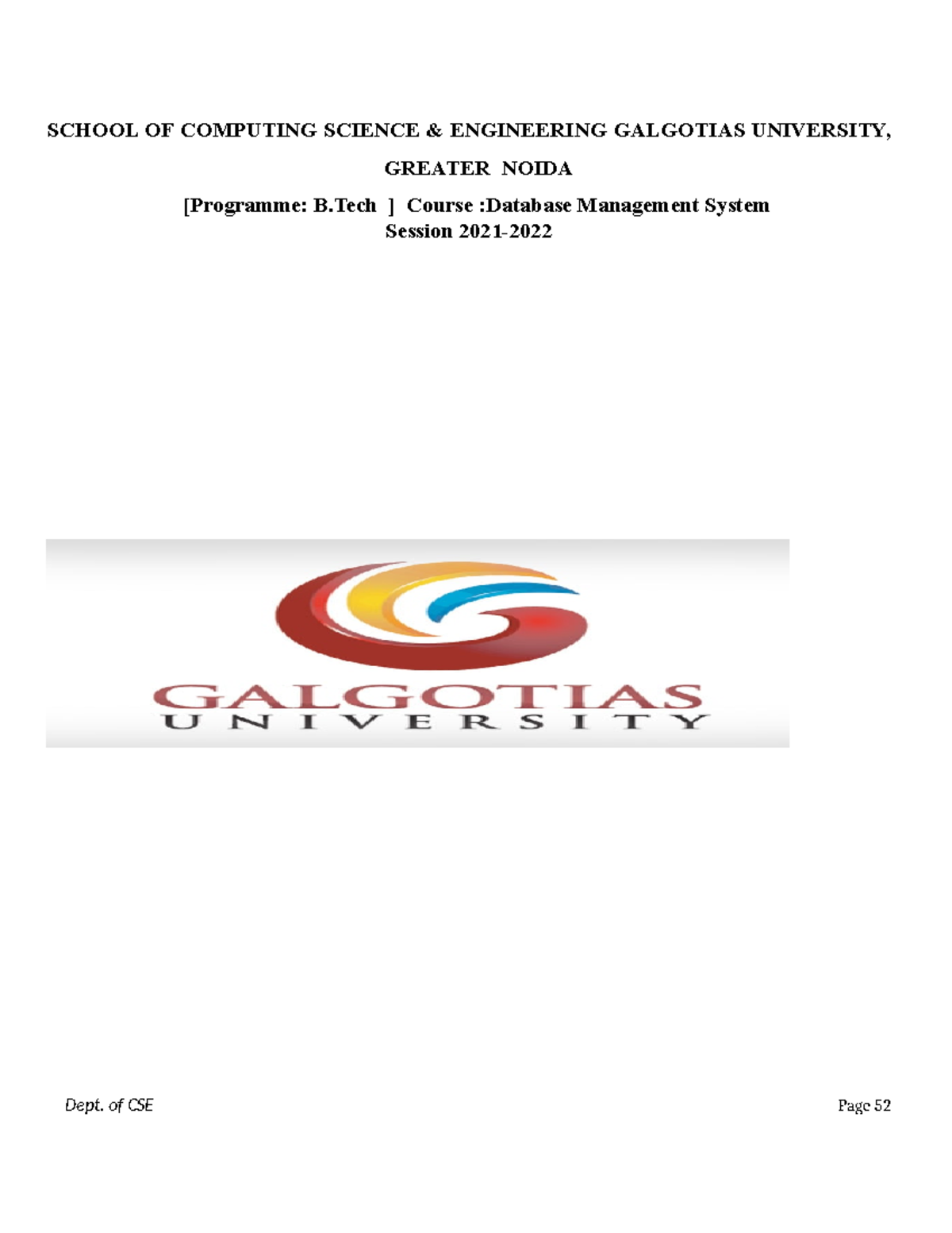 Database management system unit 2 lecture notes @ Galgotias university ...