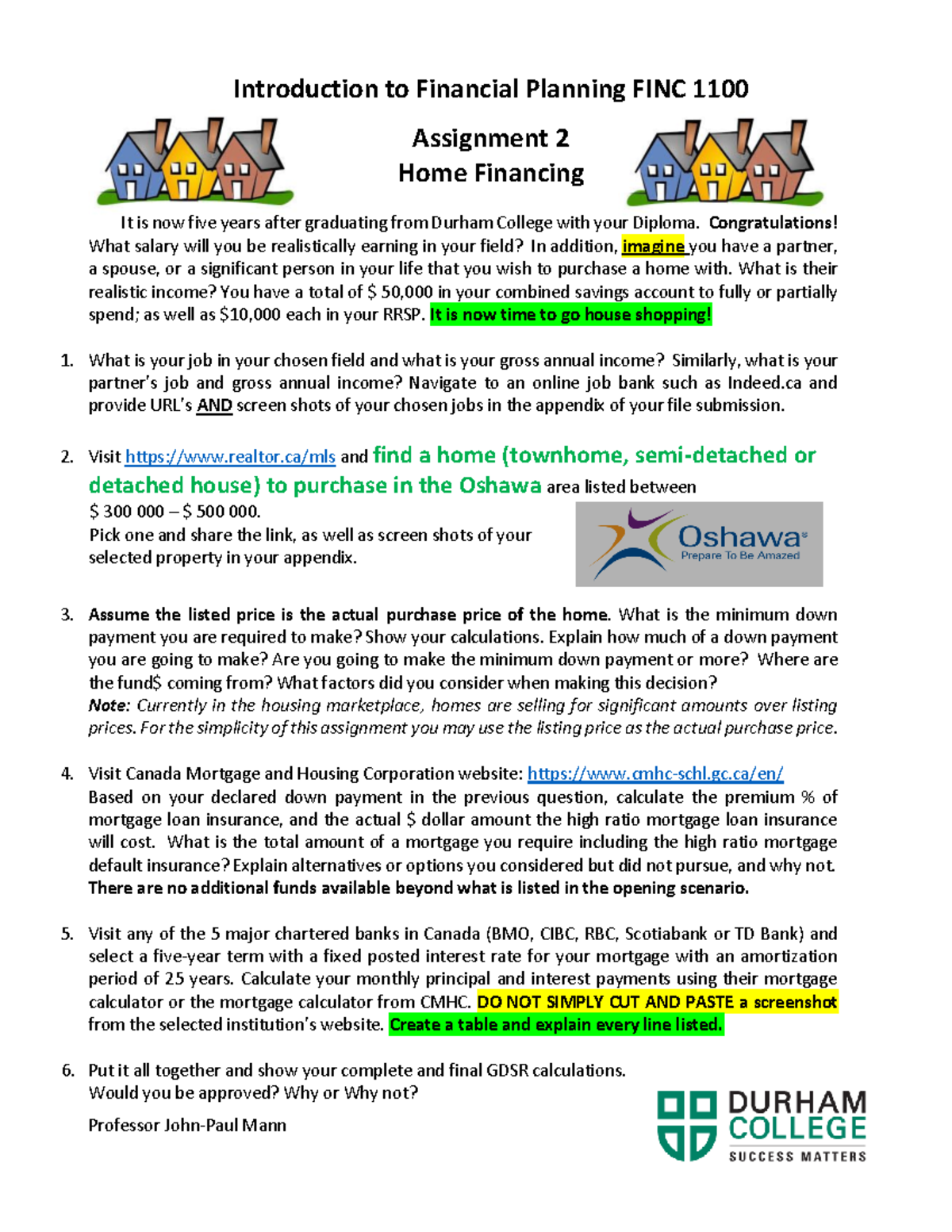 Financial Planning Assignment 2 Instructions (Mandatory) - Professor ...
