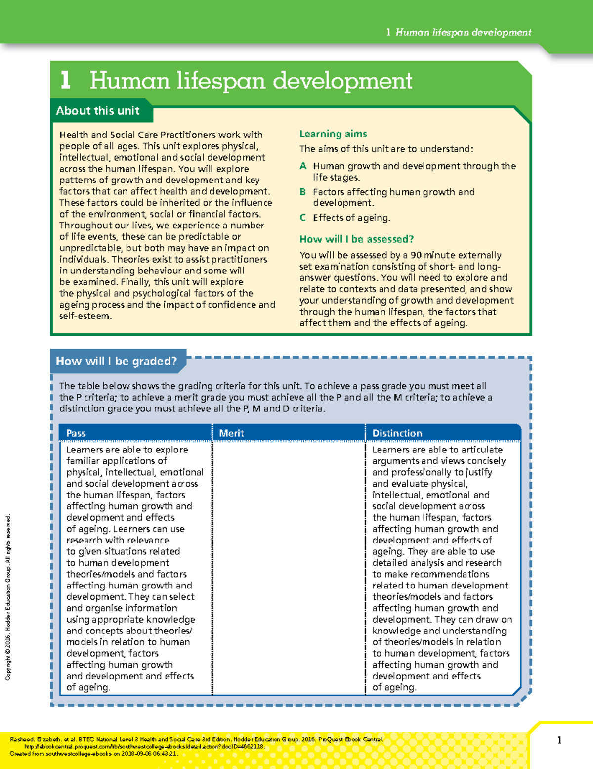 BTEC Chapter L3-U1 - 1 1 Human lifespan development 1 Human lifespan ...