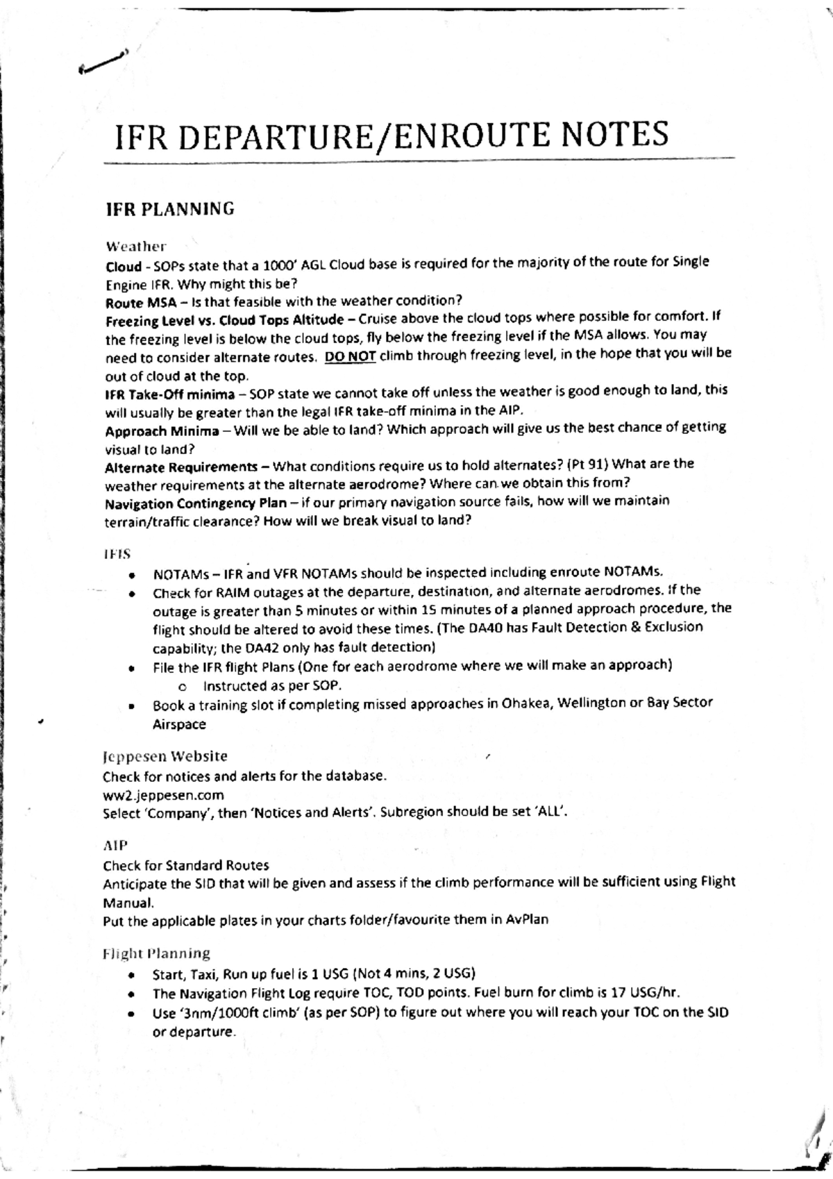 IFR Notes - Aviation Studies - Massey University - Studocu