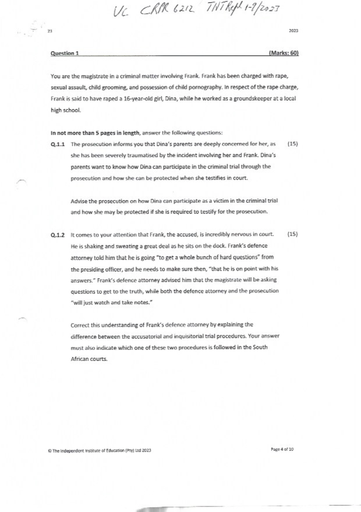 VC CRUN7112 Assessments Repl Test 2023 - CRPR6212 - Studocu