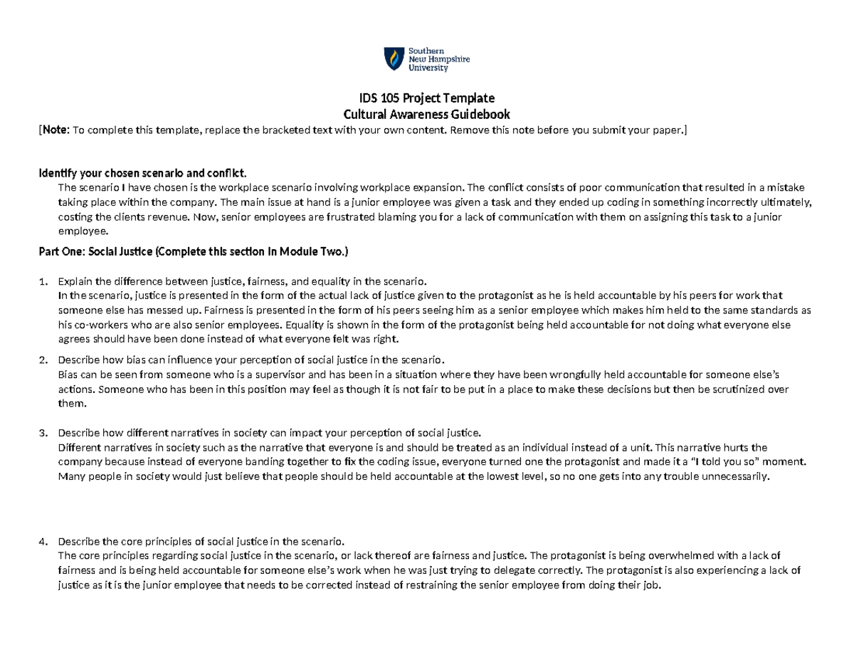 IDS 105 Project module 2 - IDS 105 Project Template Cultural Awareness ...