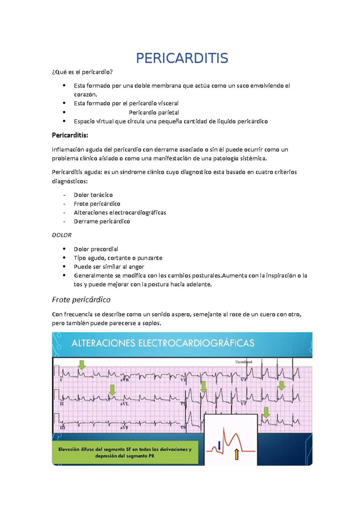 Pericarditis - resumen - PERICARDITIS ¿Qué es el pericardio? Esta ...