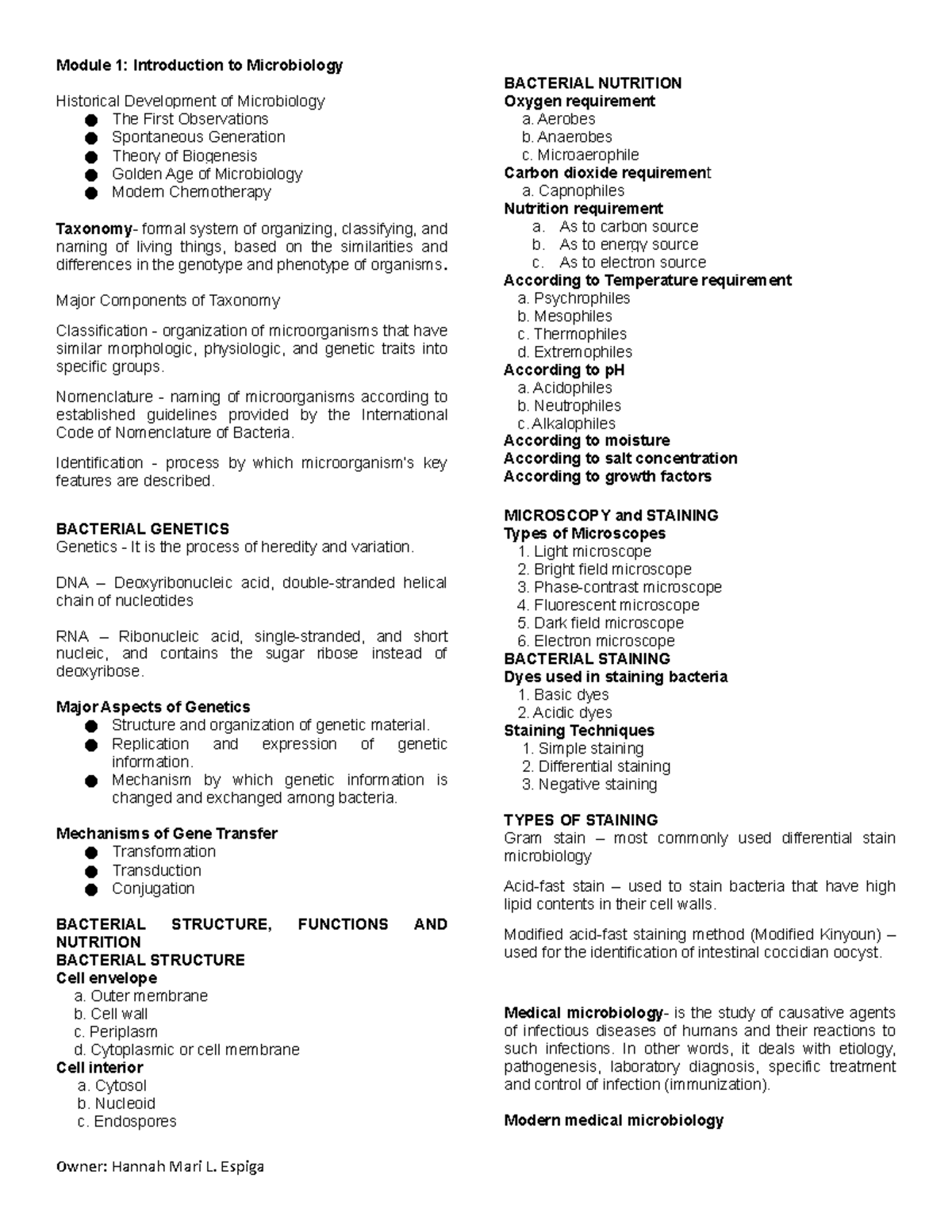 Microbiology Notes ( Midterm) - Module 1: Introduction to Microbiology ...