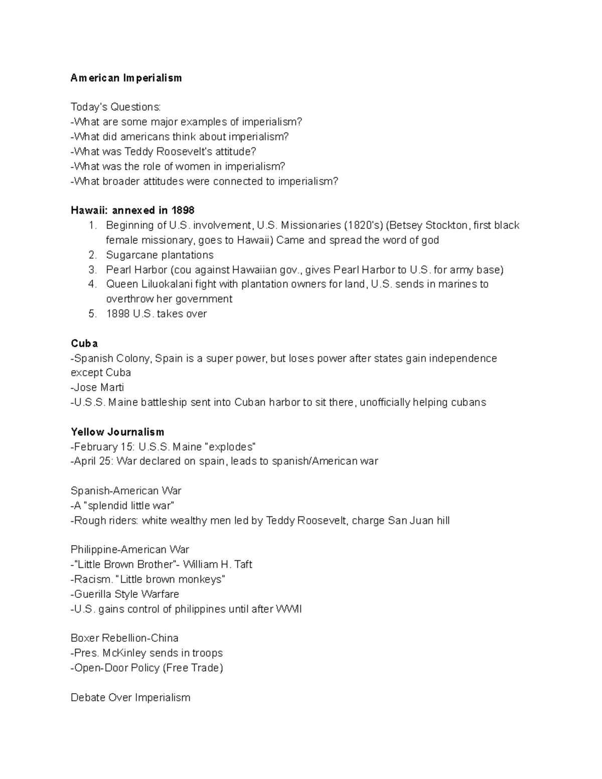 AMH2020 Day 7: Imperialism - American Imperialism Today’s Questions ...