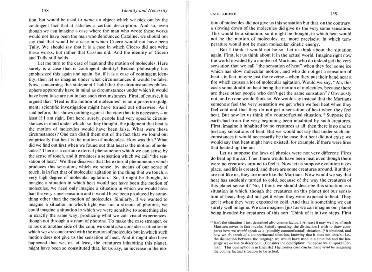 Kripke 1971 identity and necessity excerpt - 158 Identity and Necessity ...