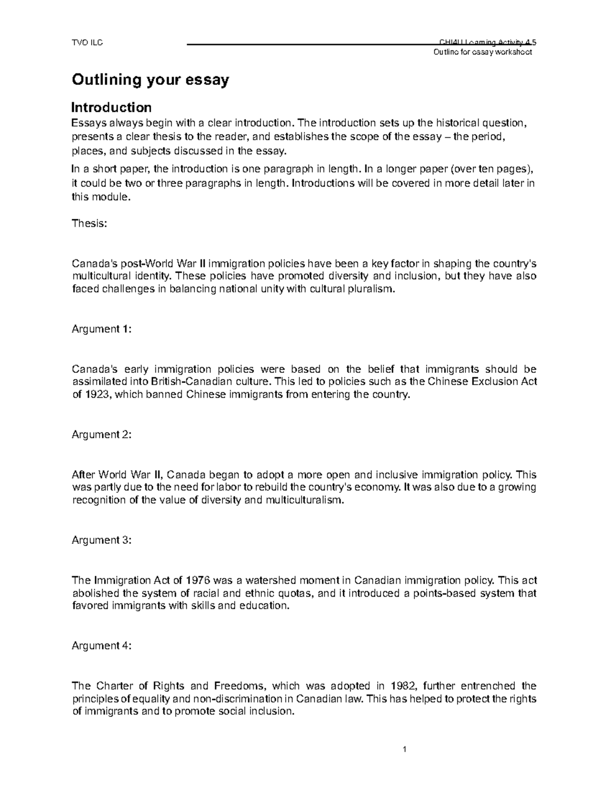 CHI4U Essay outline Three Key Moments in Canadian Immigration History ...