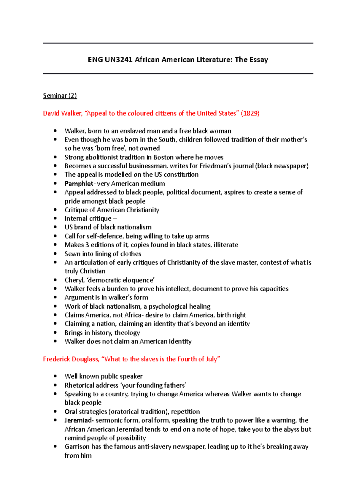 ENG UN3241 African American Literature - E. Du Bois, The Souls of Black ...