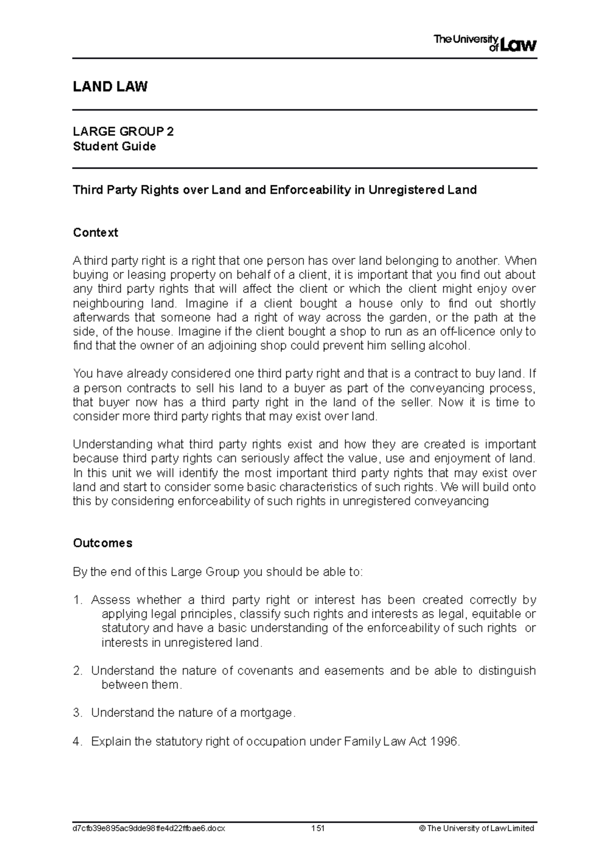 Large group 2 LL - LAND LAW LARGE GROUP 2 Student Guide Third Party ...