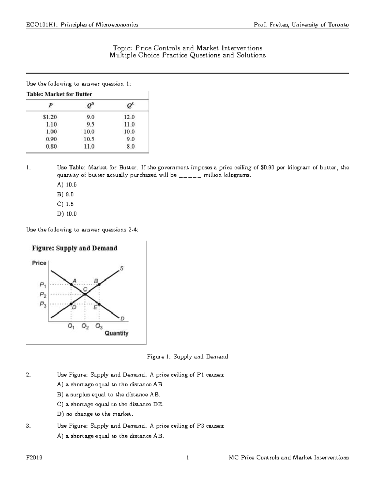 ECO101 MC Price Controls and Market Interventions - Topic: Price ...
