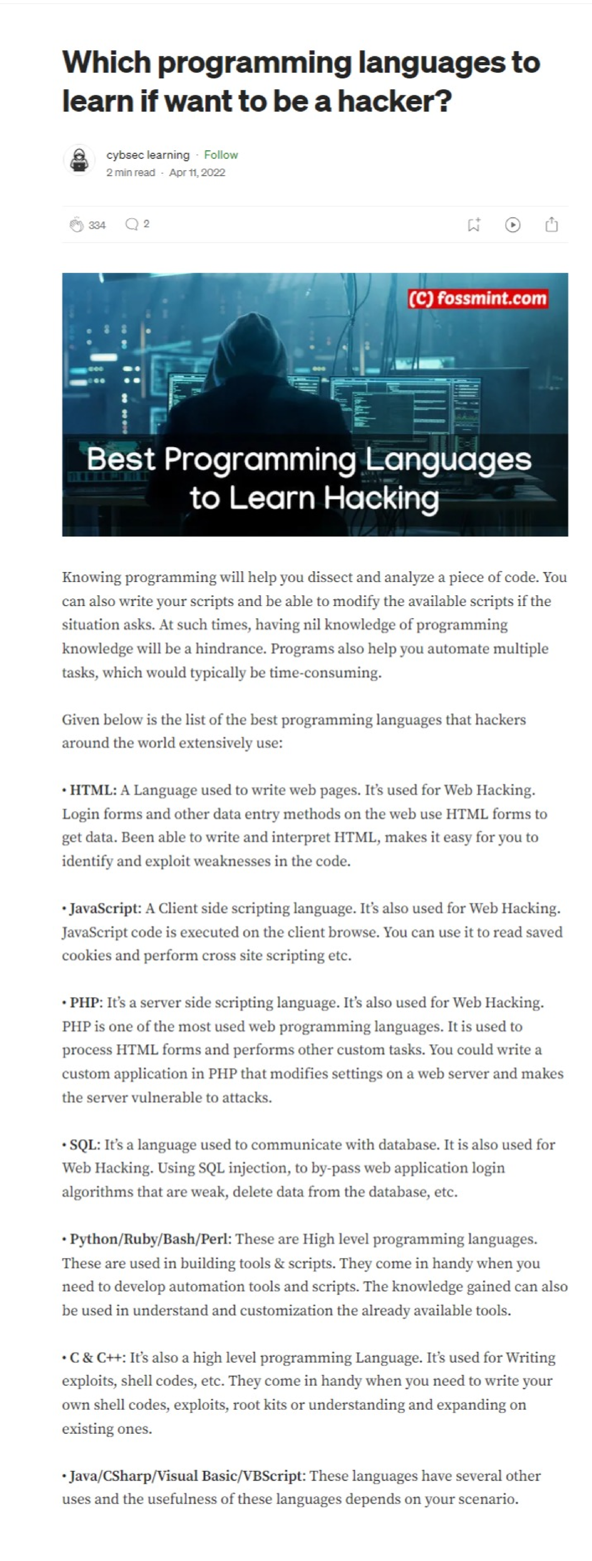 Best Programming language to be an ethical hacker - Software ...