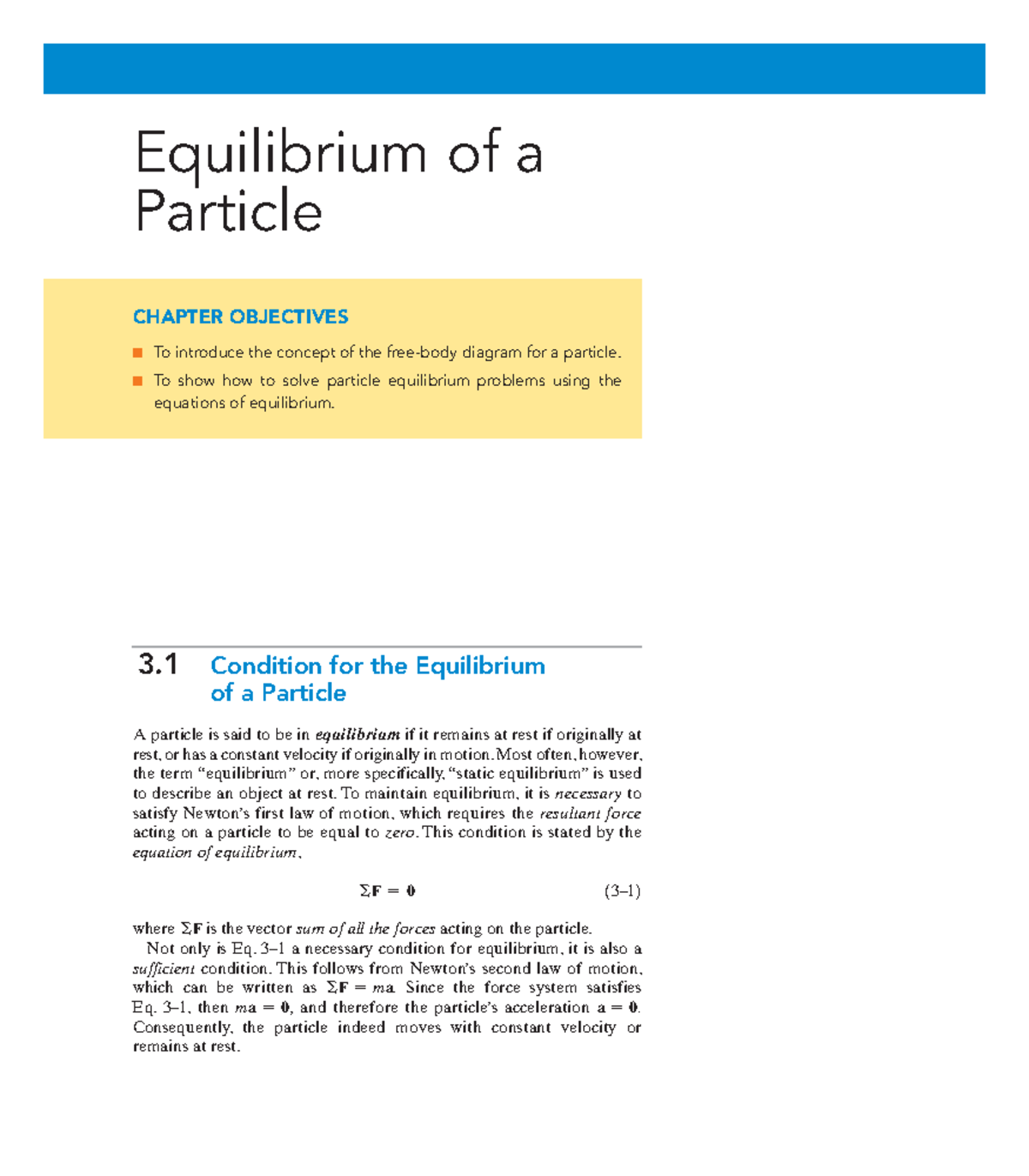 Additional Reading Guide (Lecture № 2] - Equilibrium of Particles - Equilibrium of a Particle ...