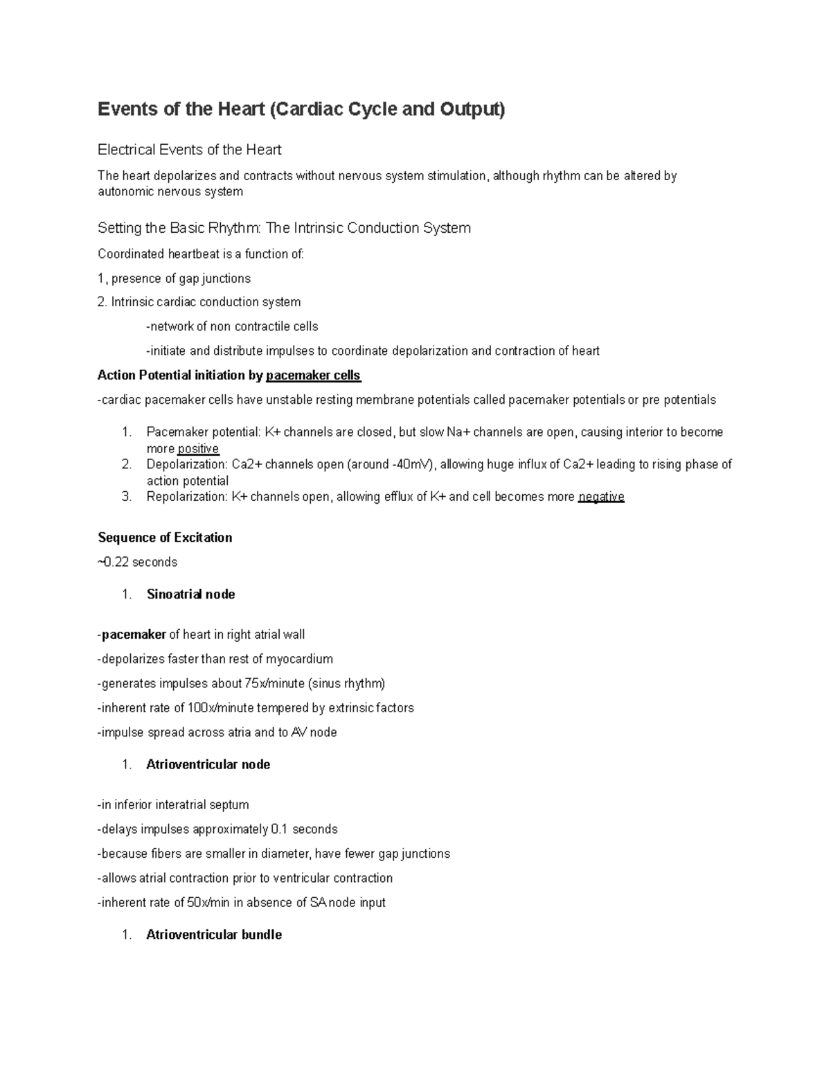 Events of the Heart (Cardiac Cycle and Output) - Events of the Heart ...