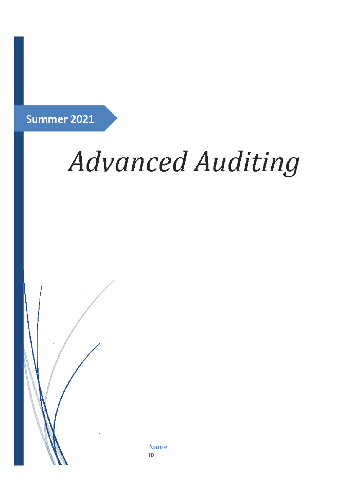 Advanced auditing course first assignment - Accounting and financial ...