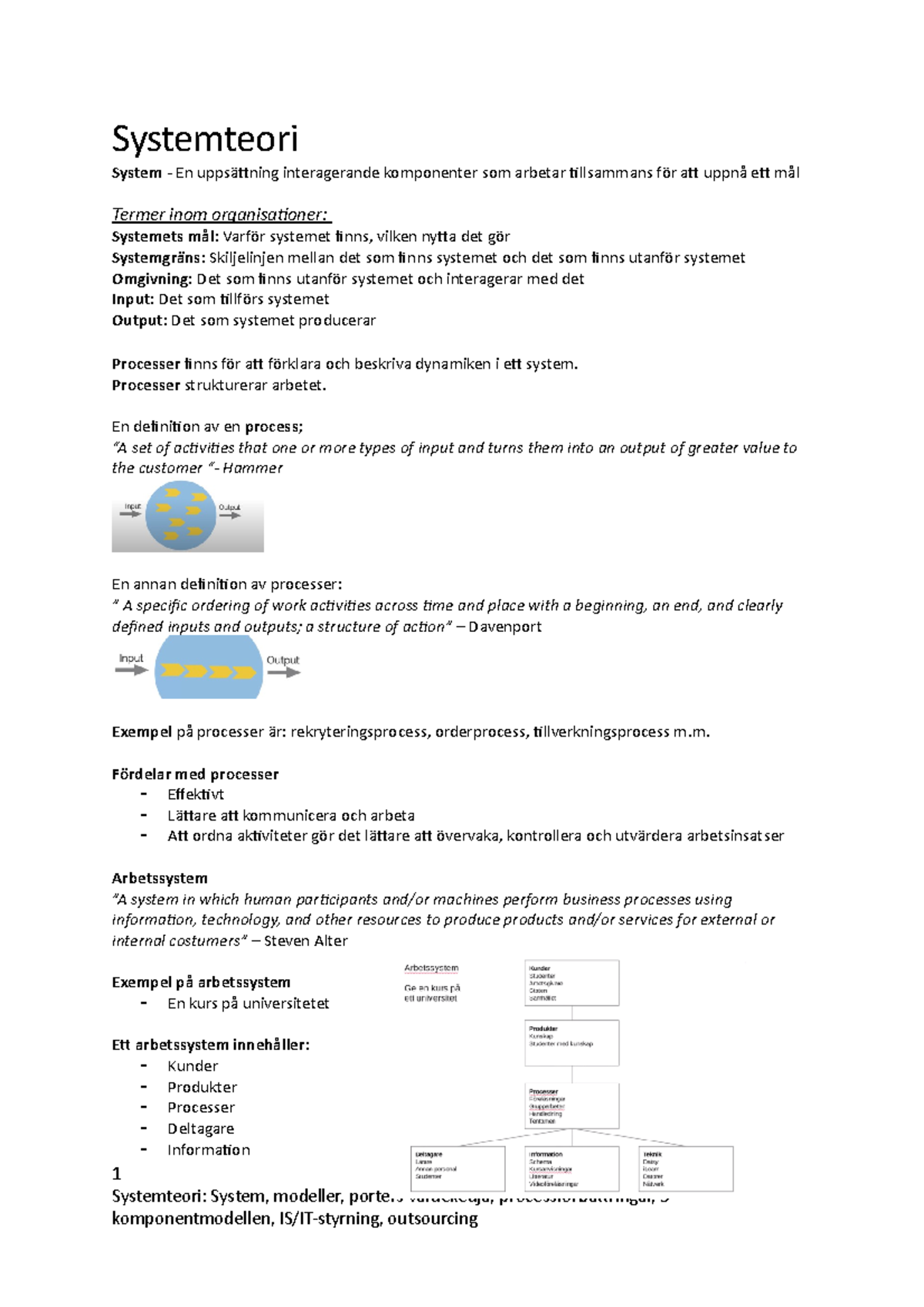 Systemteori - Systemteori System - En uppsätning interagerande ...