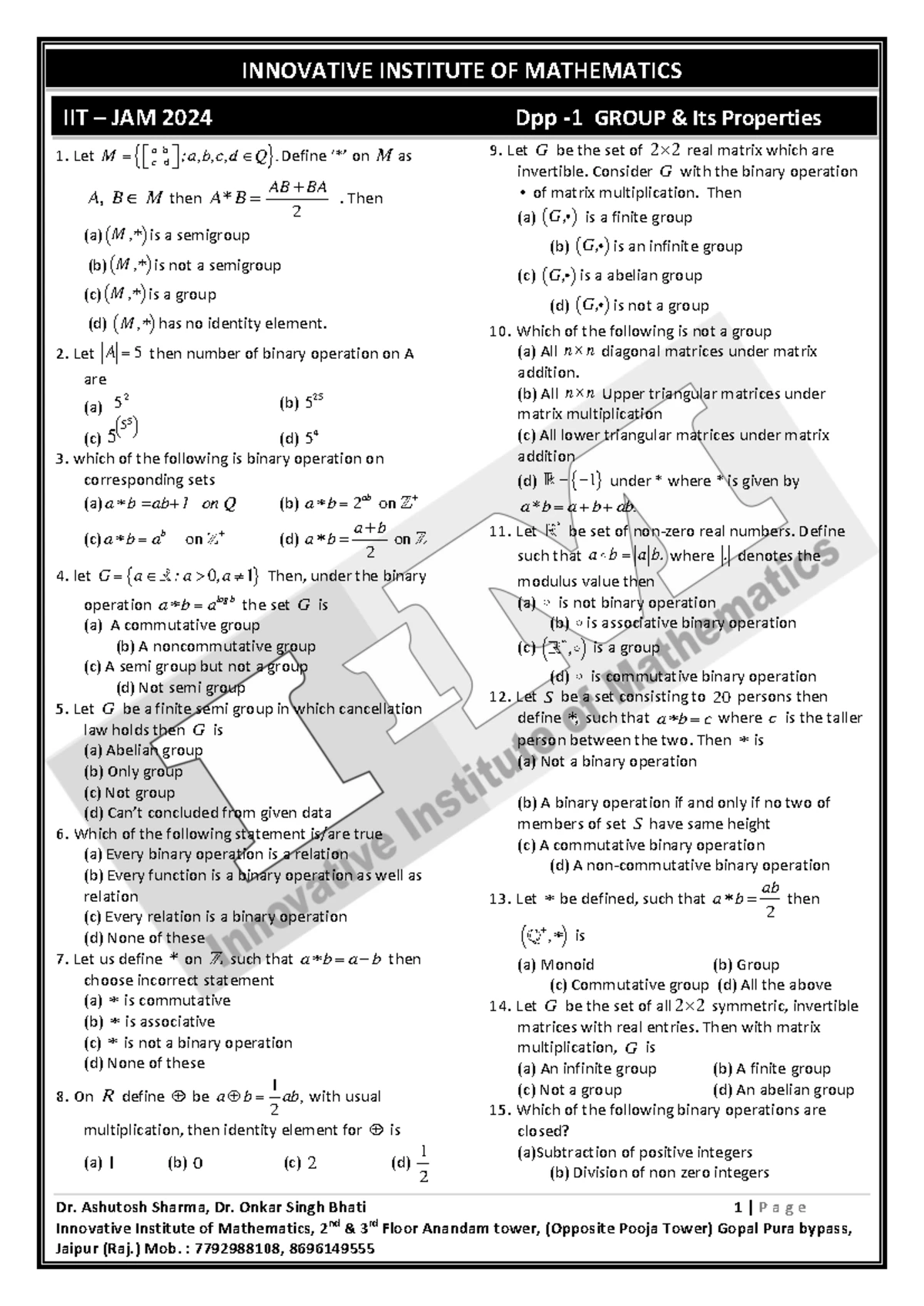 Binary Operations - Jjsjsj - Abstract Algebra GROUPS Binary operations Bibary operation start IS ...