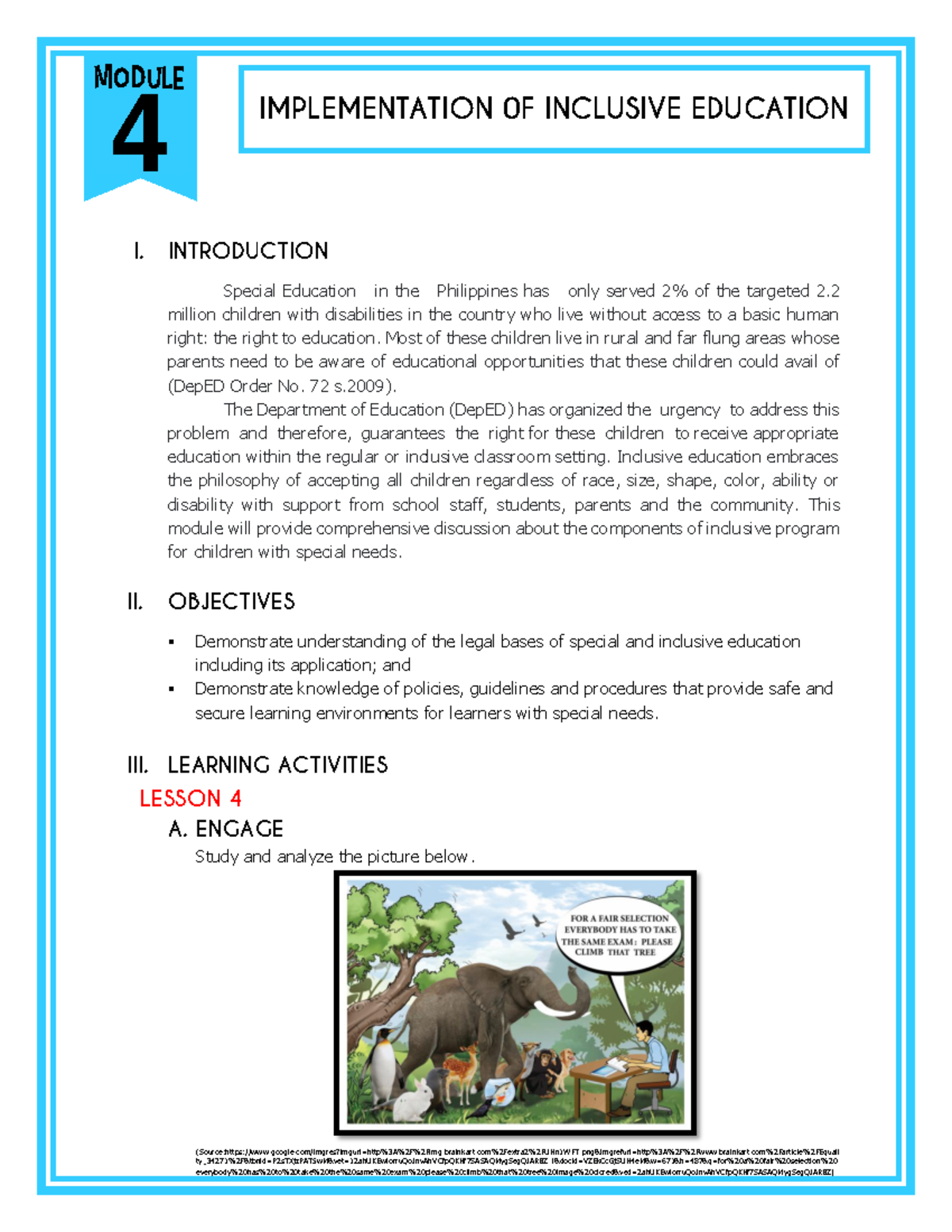 PROF - Foundation of Special and Inclusive Education - I. INTRODUCTION ...