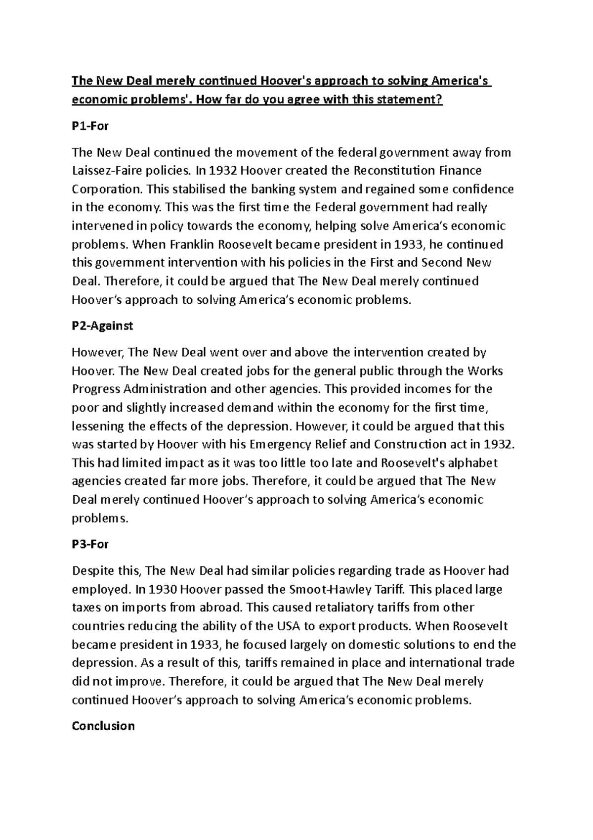 To what extent did Hoover extend the Great Depression? - The New Deal ...