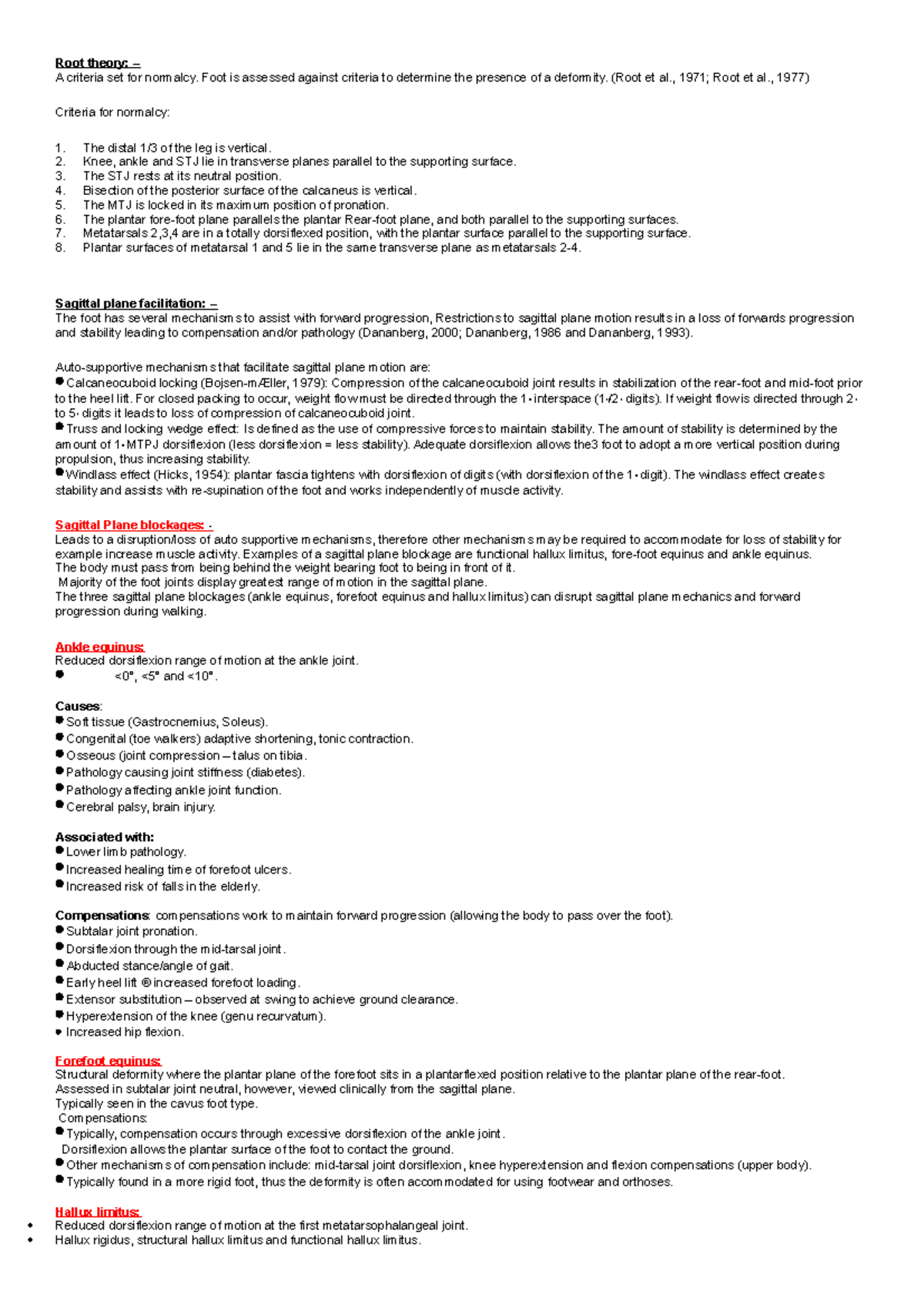 muskuloskelatal pod - Root theory: – A criteria set for normalcy. Foot ...