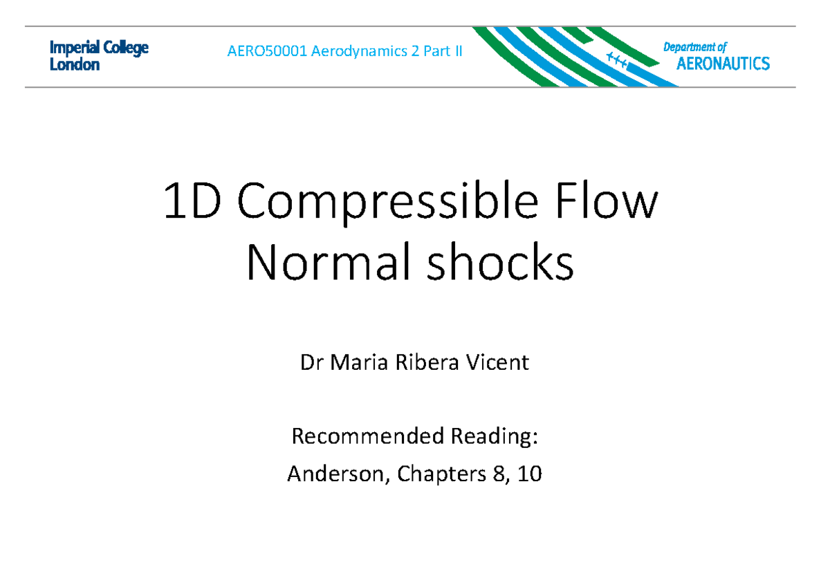 1D Compressible - Tutorial 3 - 1D Compressible Flow Normal shocks Dr ...