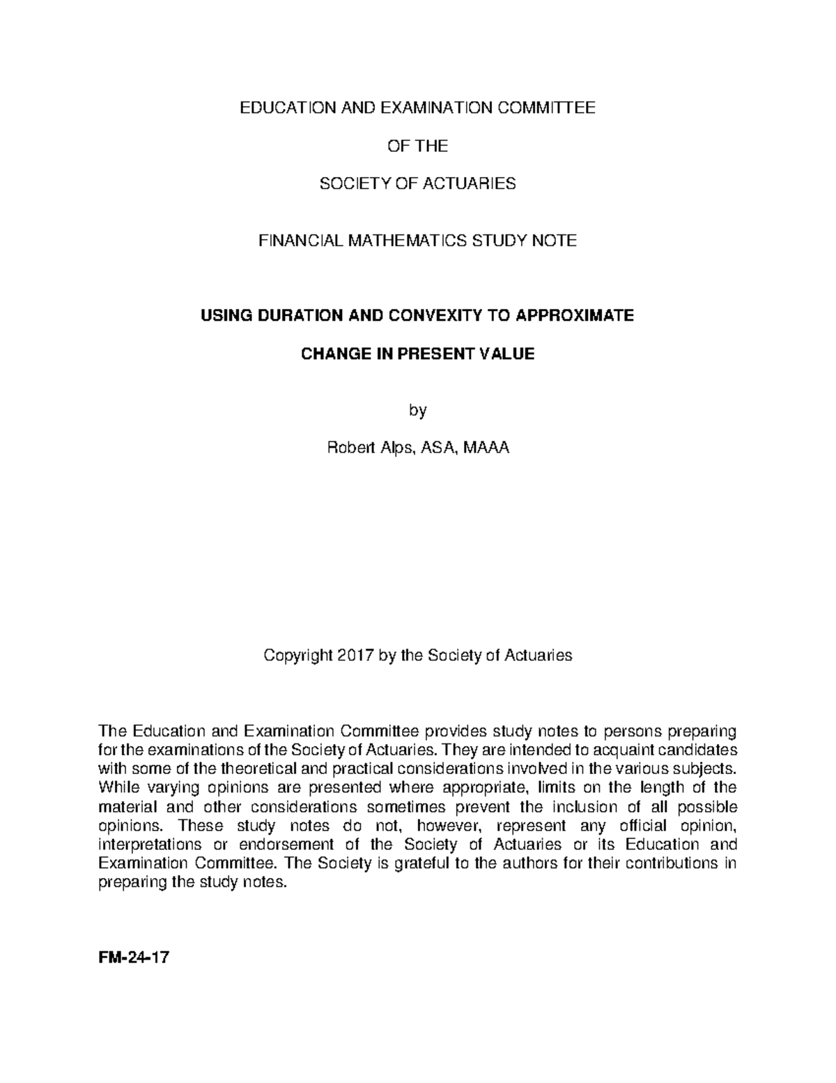 Required Reading SOA - Using Duration AND Convexity TO Approximate ...