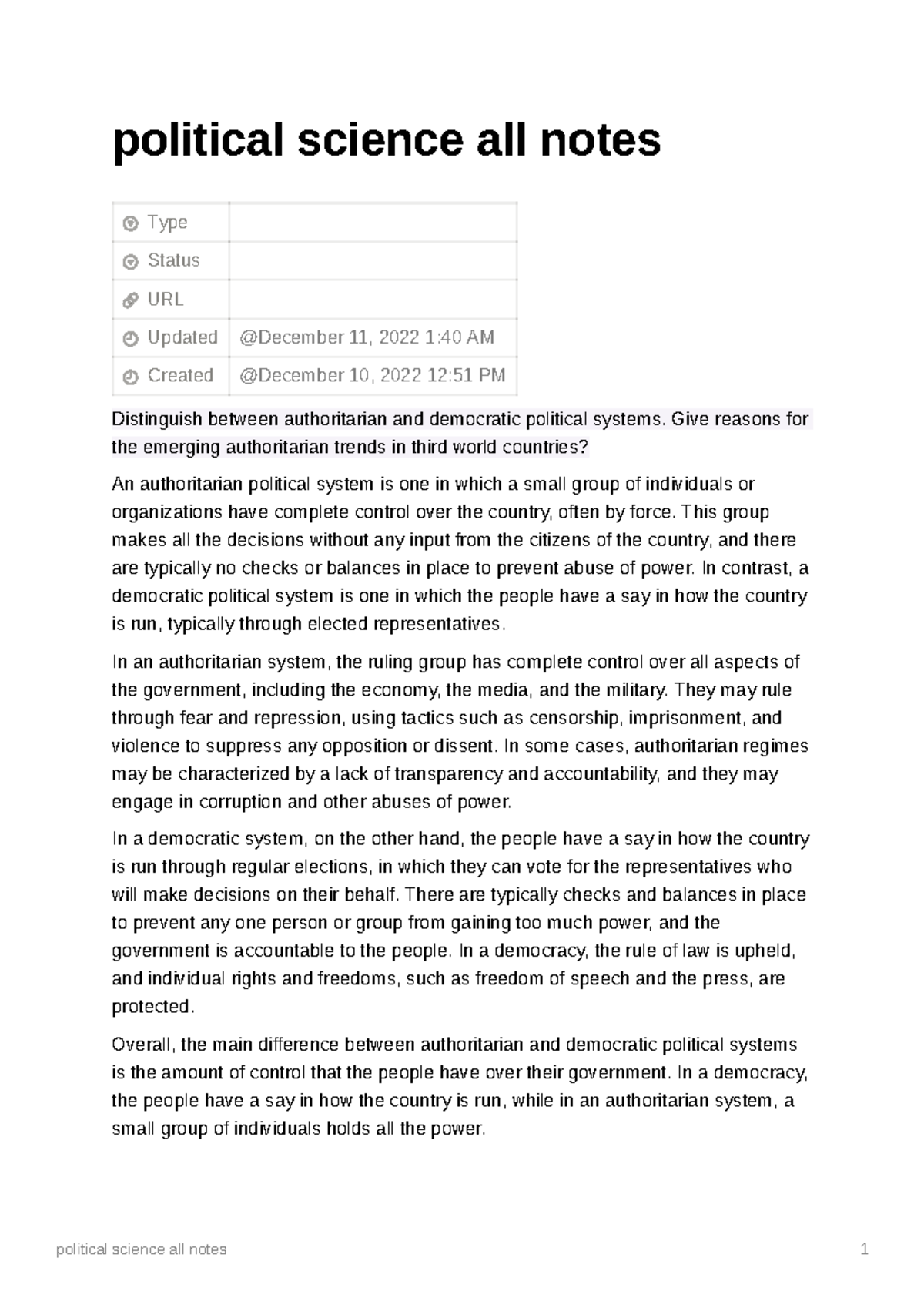 Political science all notes - political science all notes Type Status ...