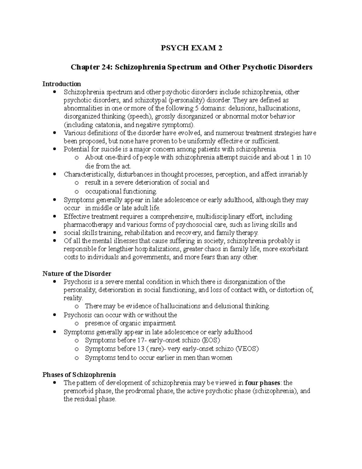 Psych EXAM 2 - EXAM 2 NOTES - NUR 4250 - NSU - Studocu