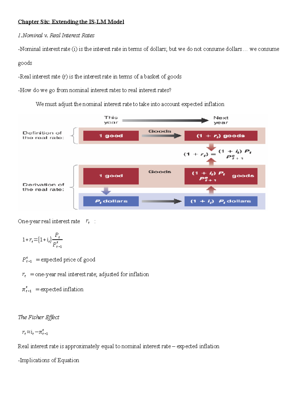 Chapter Six Notes: Financial Markets II: The Extended IS-LM Model ...