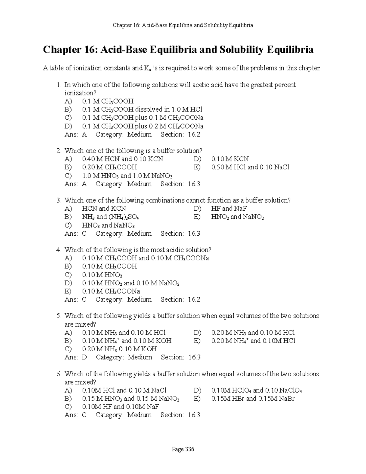 Chapter 16- Acid-Base Equilibria and Solubility Equilibria - In which ...