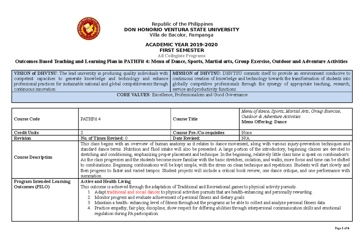 Pathfit 4 (2ND SEM-2ND YR) - Republic of the Philippines DON HONORIO ...