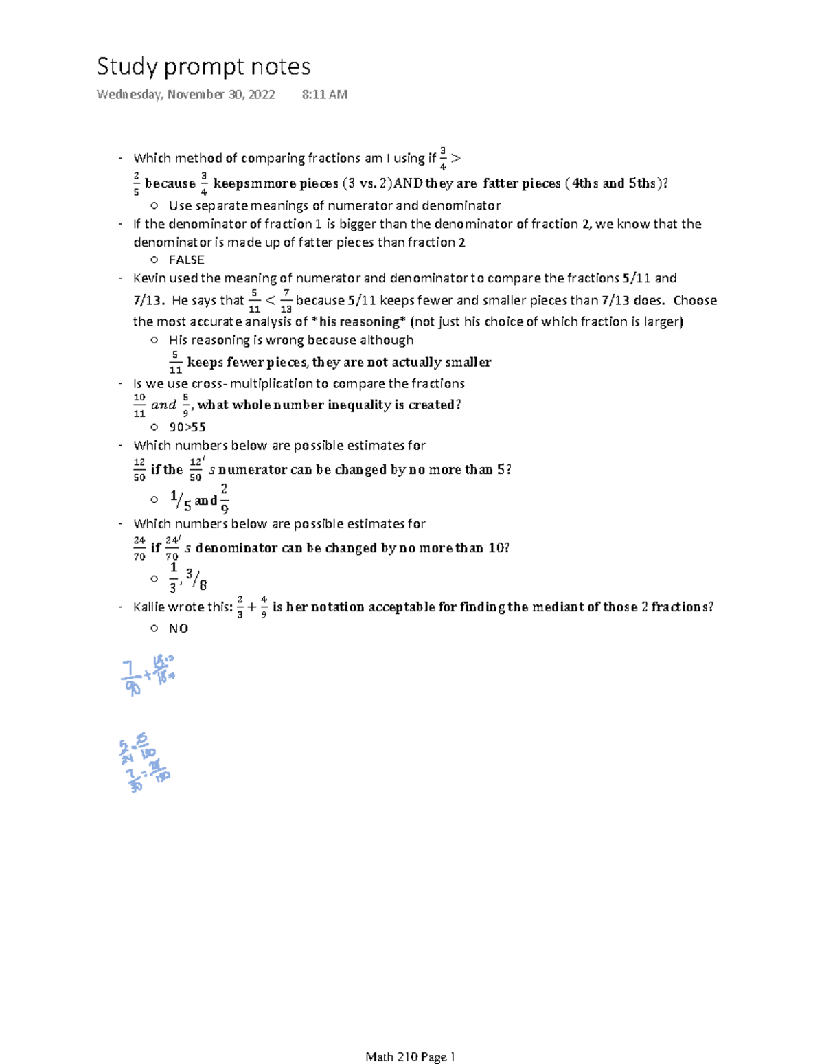 Study prompt notes - math 210 - Slippery Rock University - Studocu