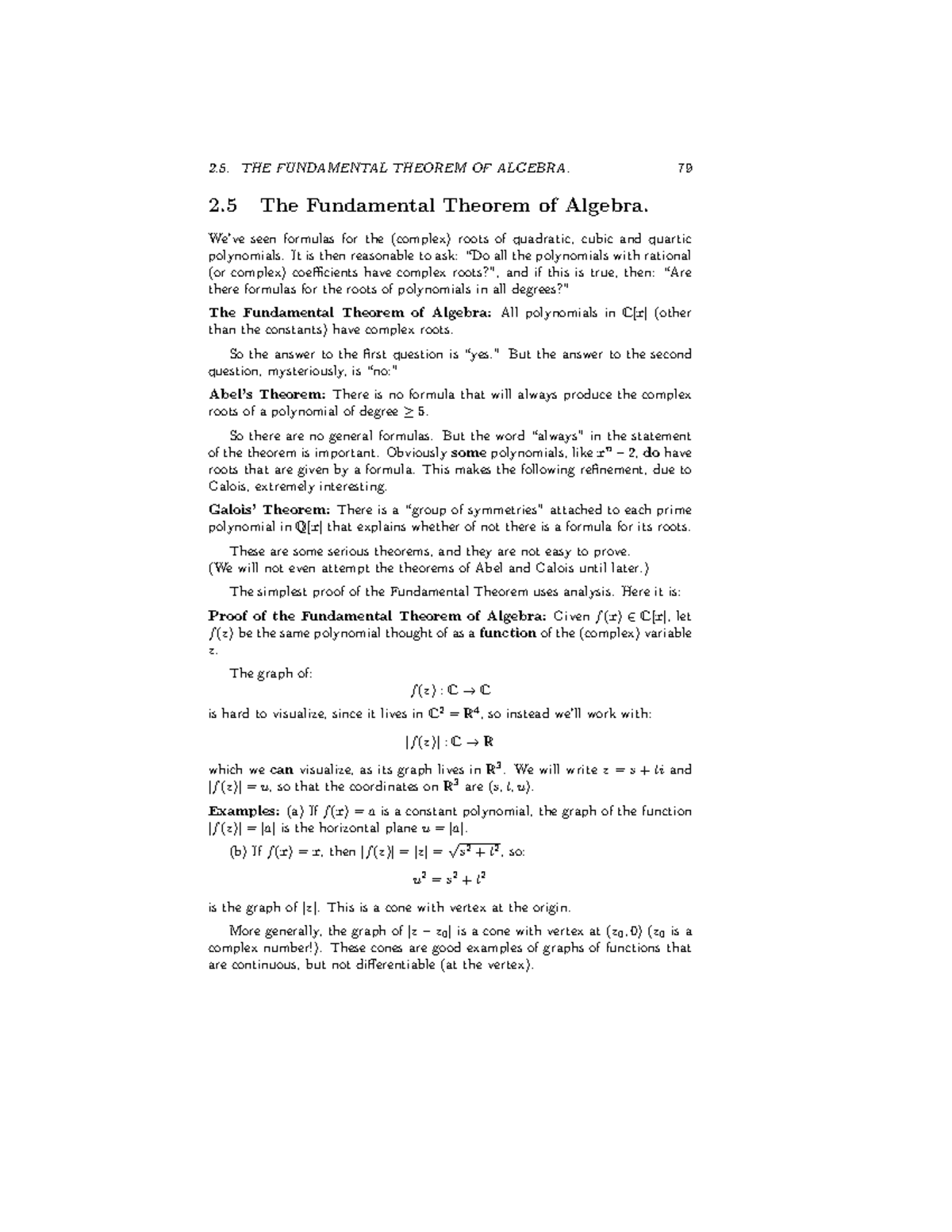 Fundamental therom - 2. THE FUNDAMENTAL THEOREM OF ALGEBRA. 79 2 The ...