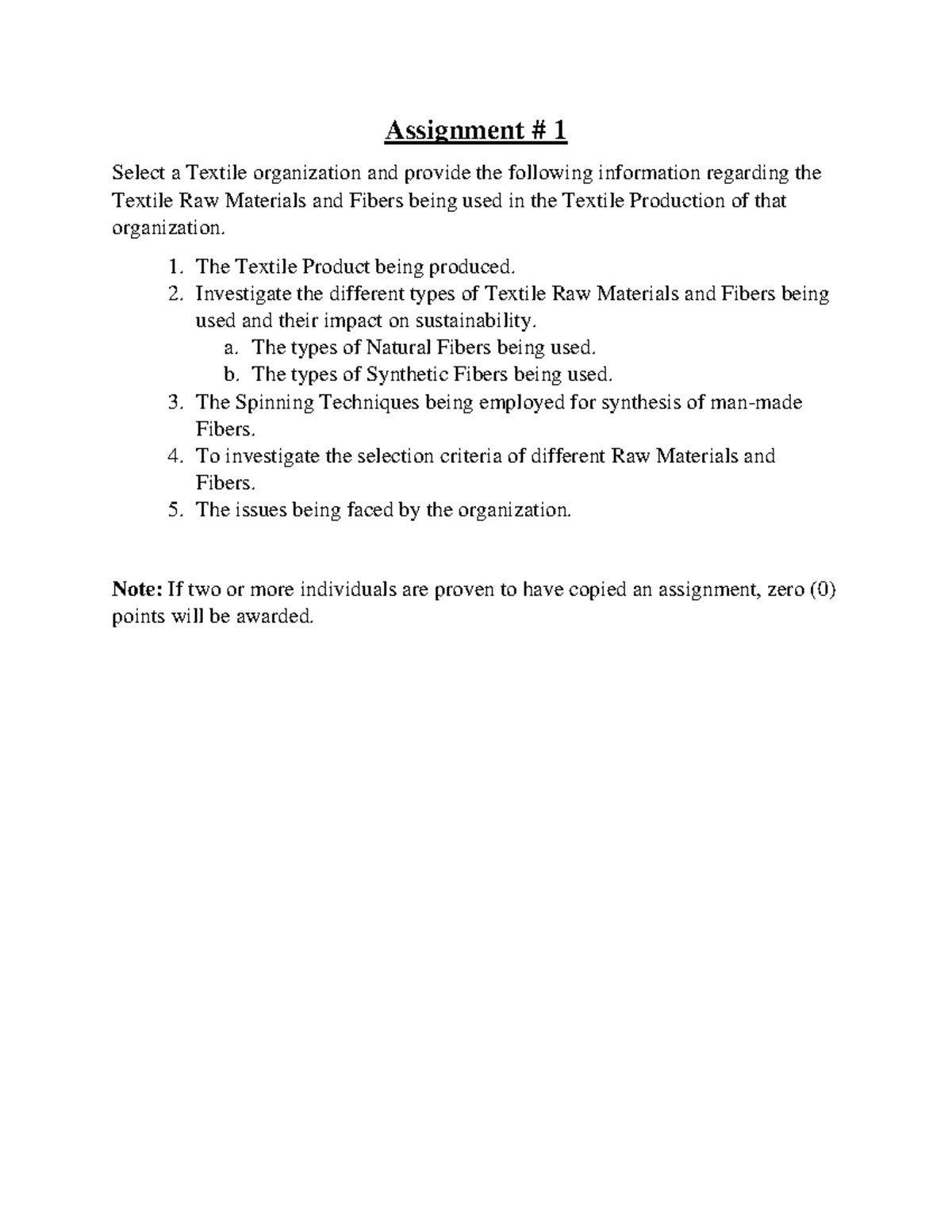 Functional Textiles Assignment # 1 - Assignment # 1 Select a Textile organization and provide ...