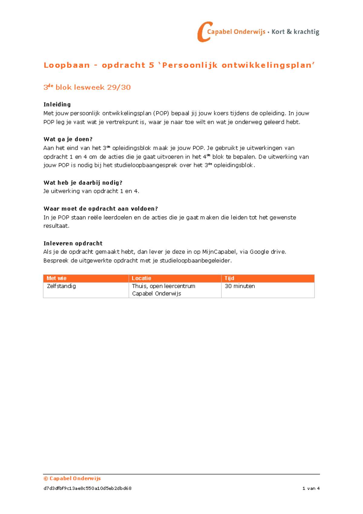 Loopbaan opdracht 5 POP Blok 3 2v0 (1) - L o o p b a a n - o p d r a c ...