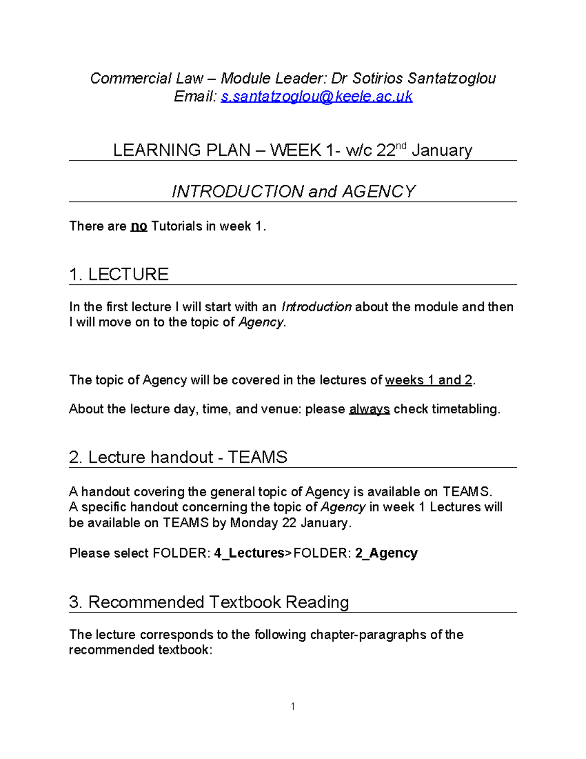 01 Week 1 Learning-Plan - Commercial Law – Module Leader: Dr Sotirios ...