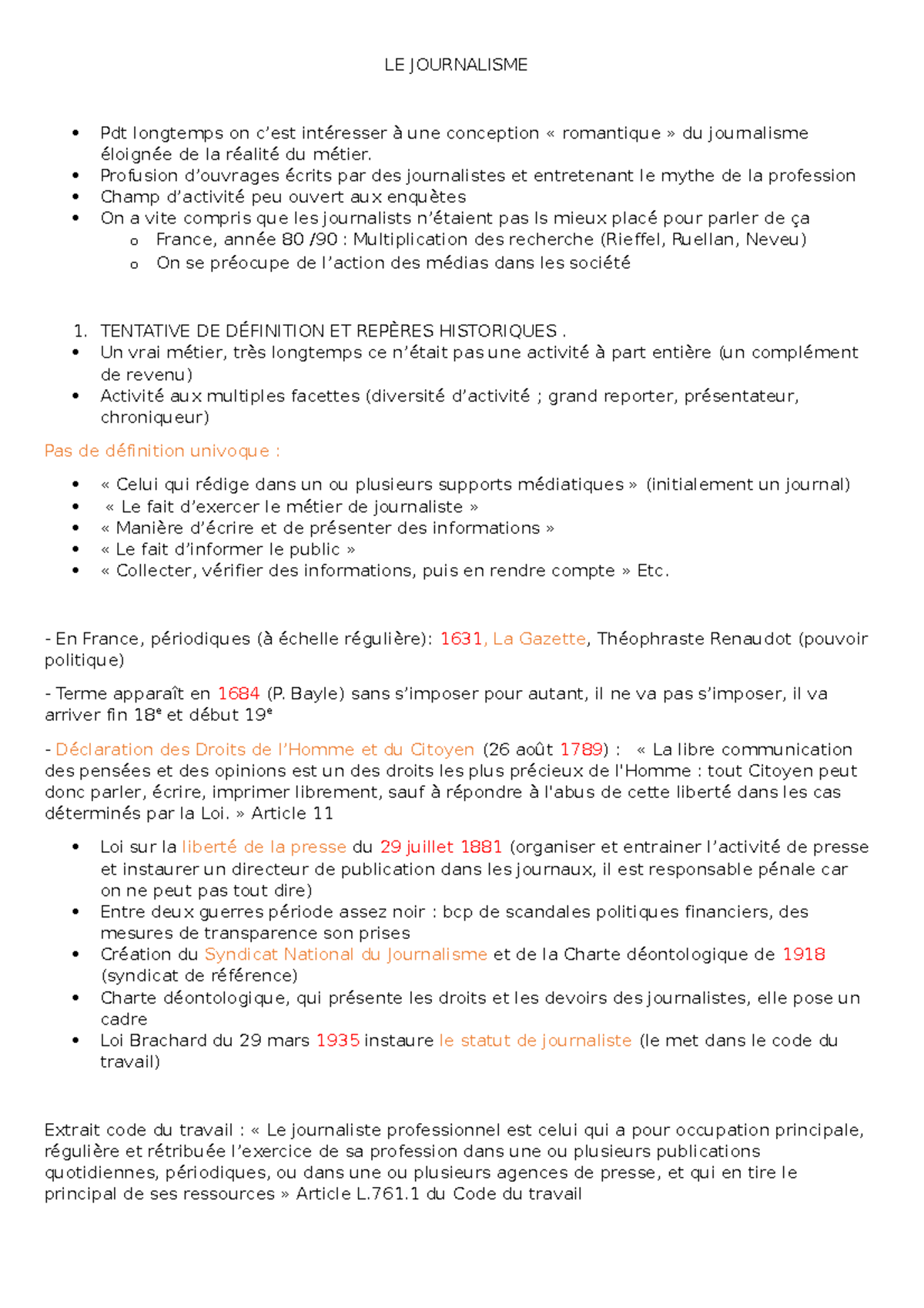 2. journalisme - LE JOURNALISME Pdt longtemps on c’est intéresser à une ...