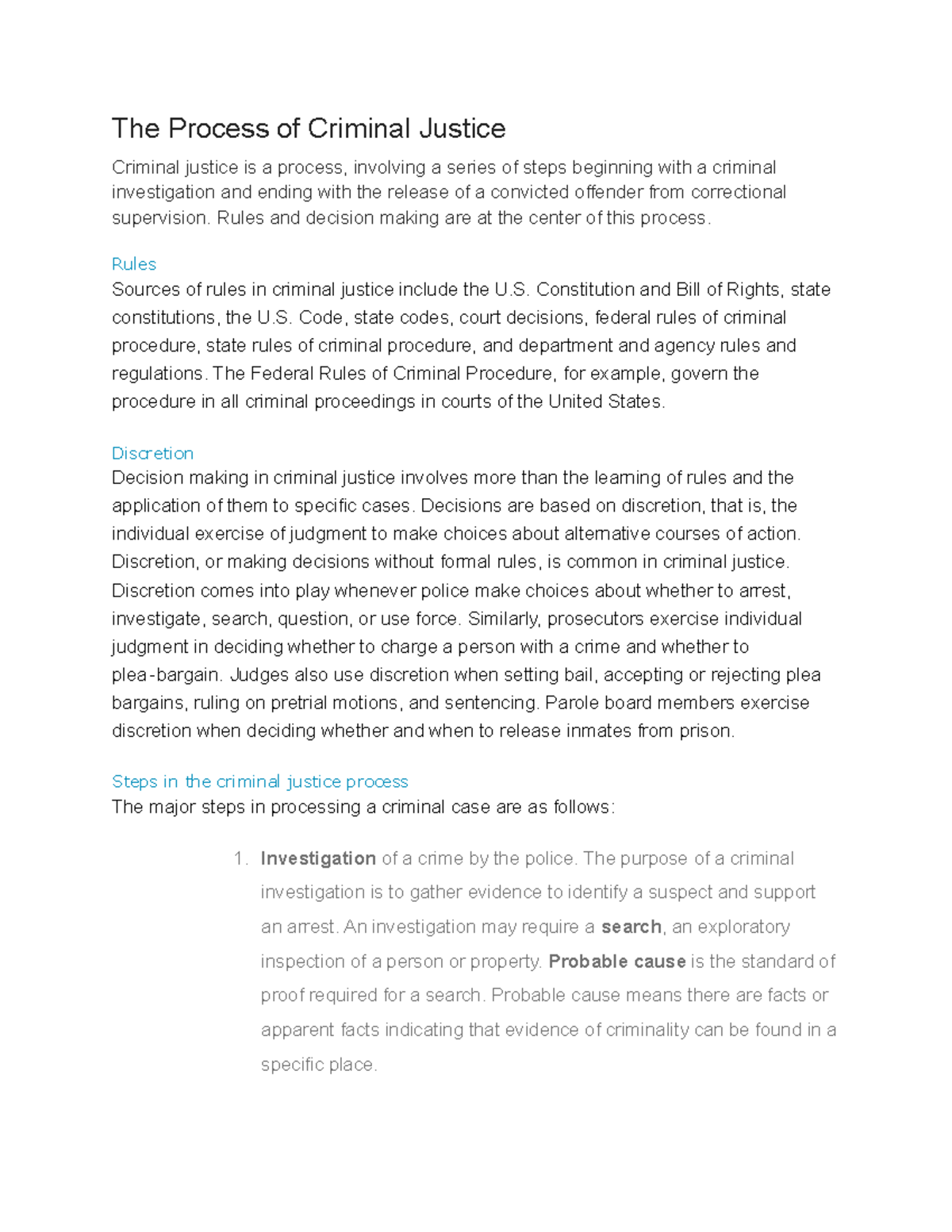 The Process of Criminal Justice - The Process of Criminal Justice ...