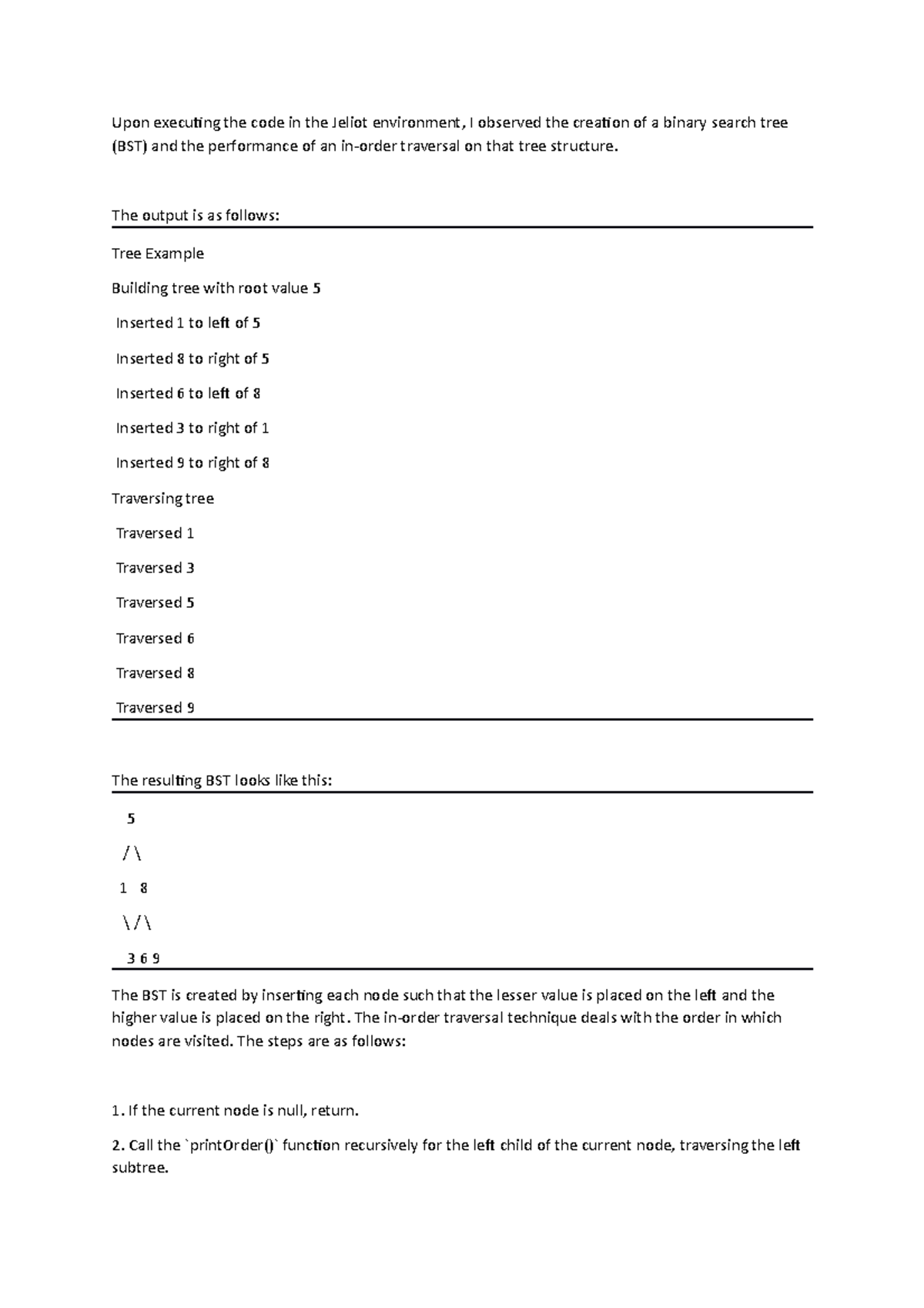 Assignment Binary Search Tree Upon Executing The Code In The Jeliot